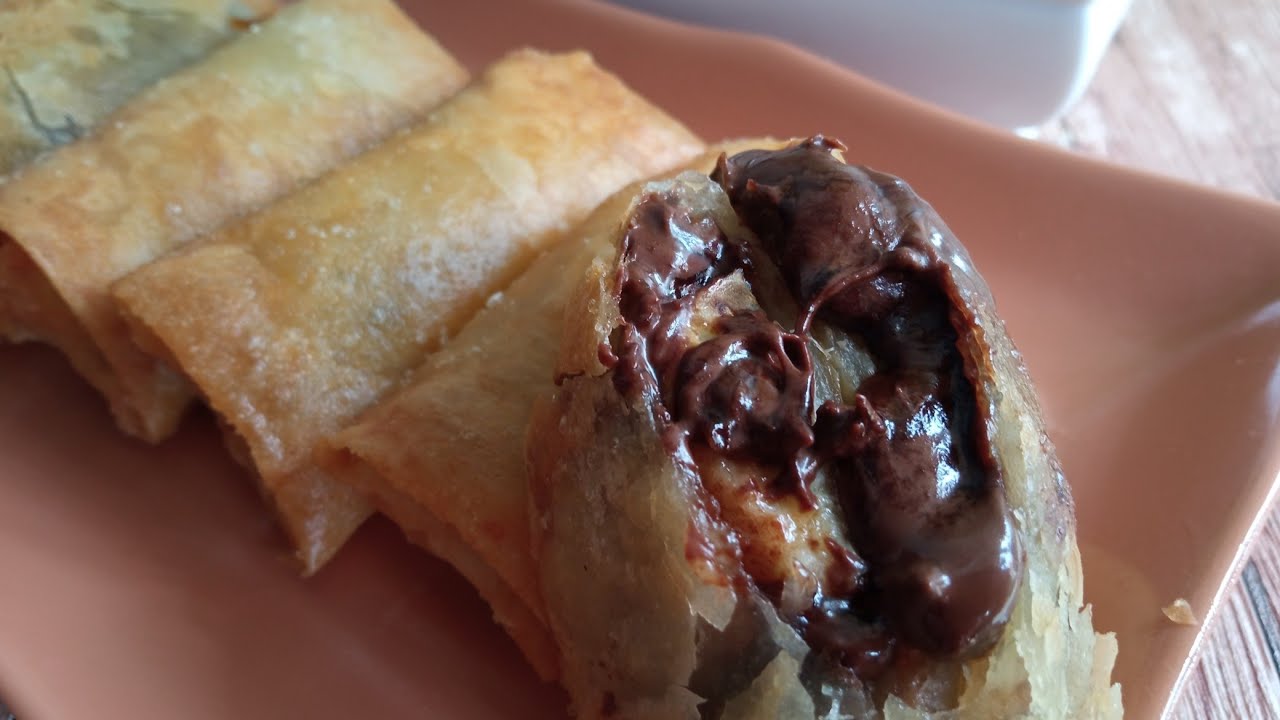 LUMPIA PISANG COKLAT,ANTI BOCOR//ENAK, LUMER COKLATNYA - YouTube