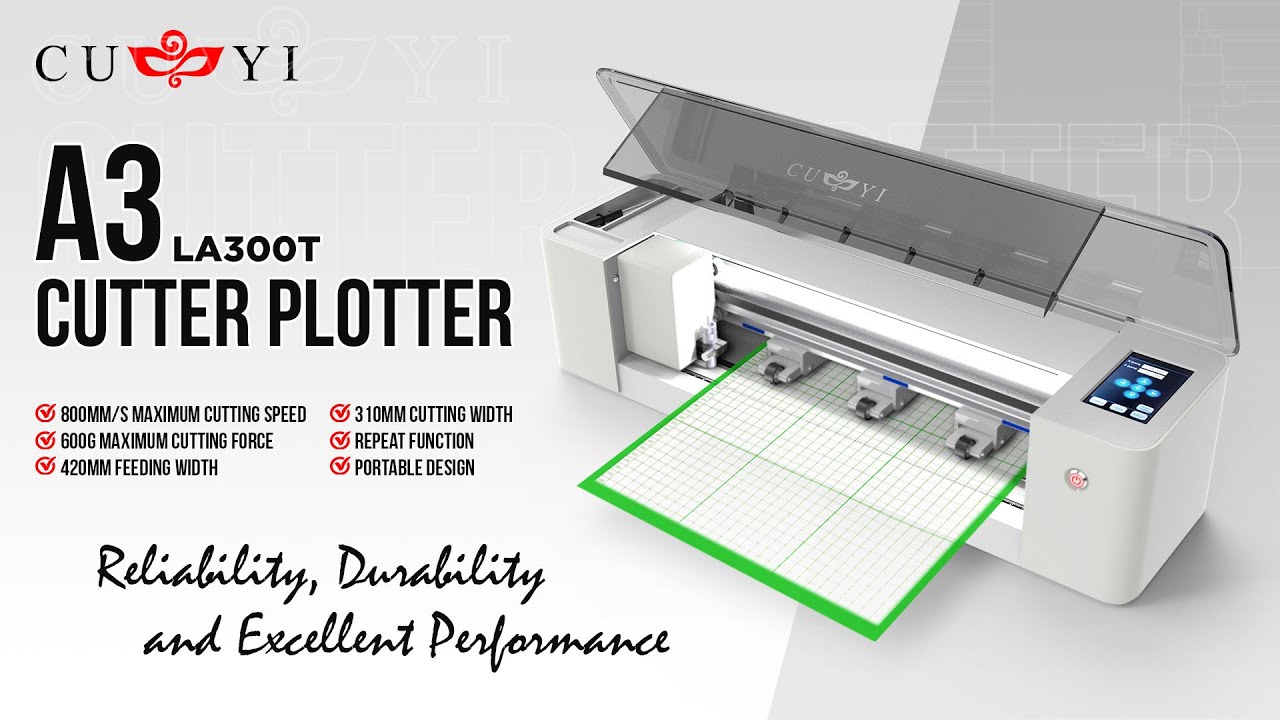 CUYI A3 CUTTER PLOTTER WHITE LA300T - YouTube