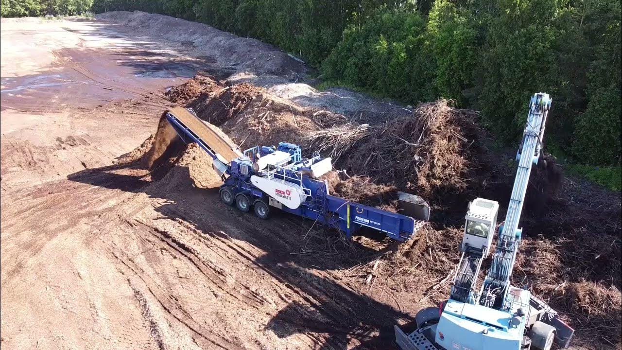 Energiapuun murskausta - Kosken Megawatti, murskauksen ammattilainen - YouTube
