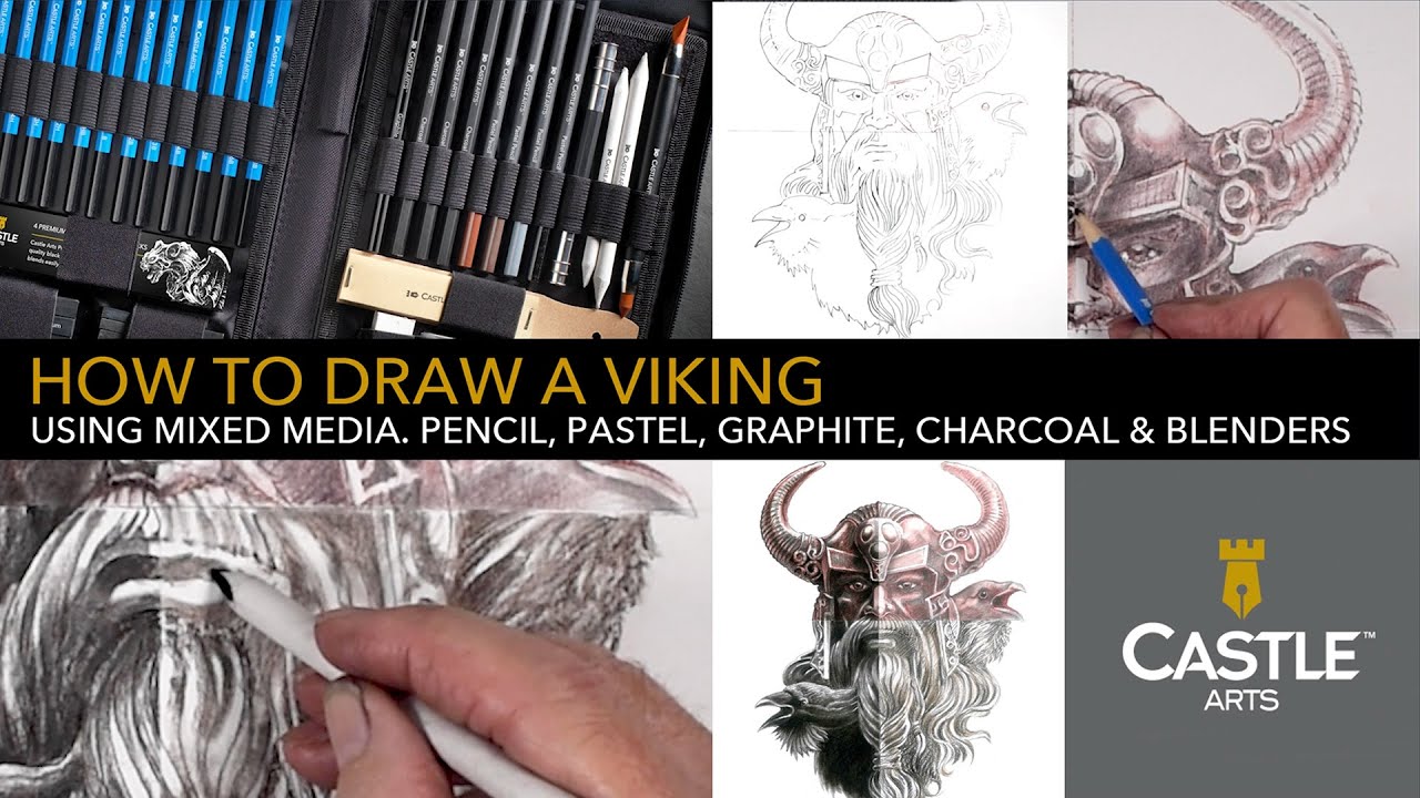 How to Draw a Viking with Mixed Media | Pencil, Charcoal, Graphite ...
