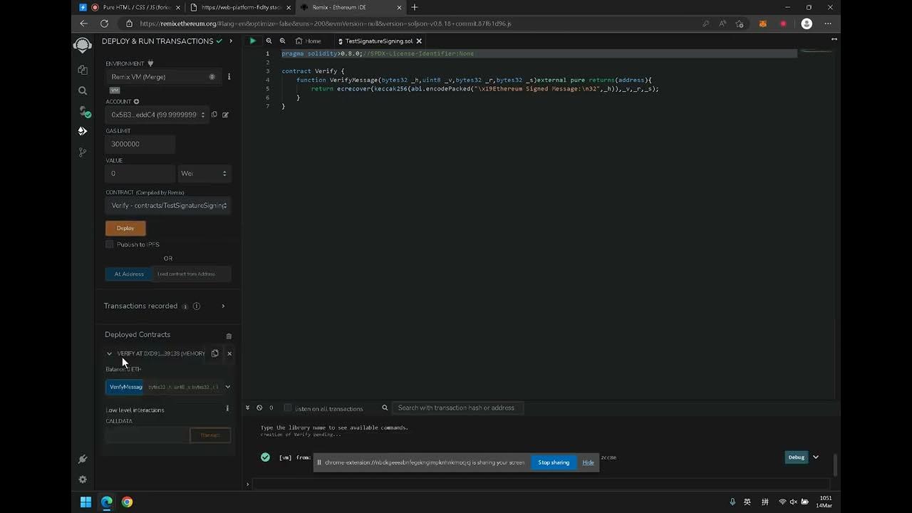 Ethereum Verify Sender's Signature using Metamask and get Address using ecrecover - YouTube