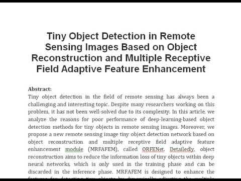 Tiny Object Detection in Remote Sensing Images Based on Object Reconstruction and Multiple ...