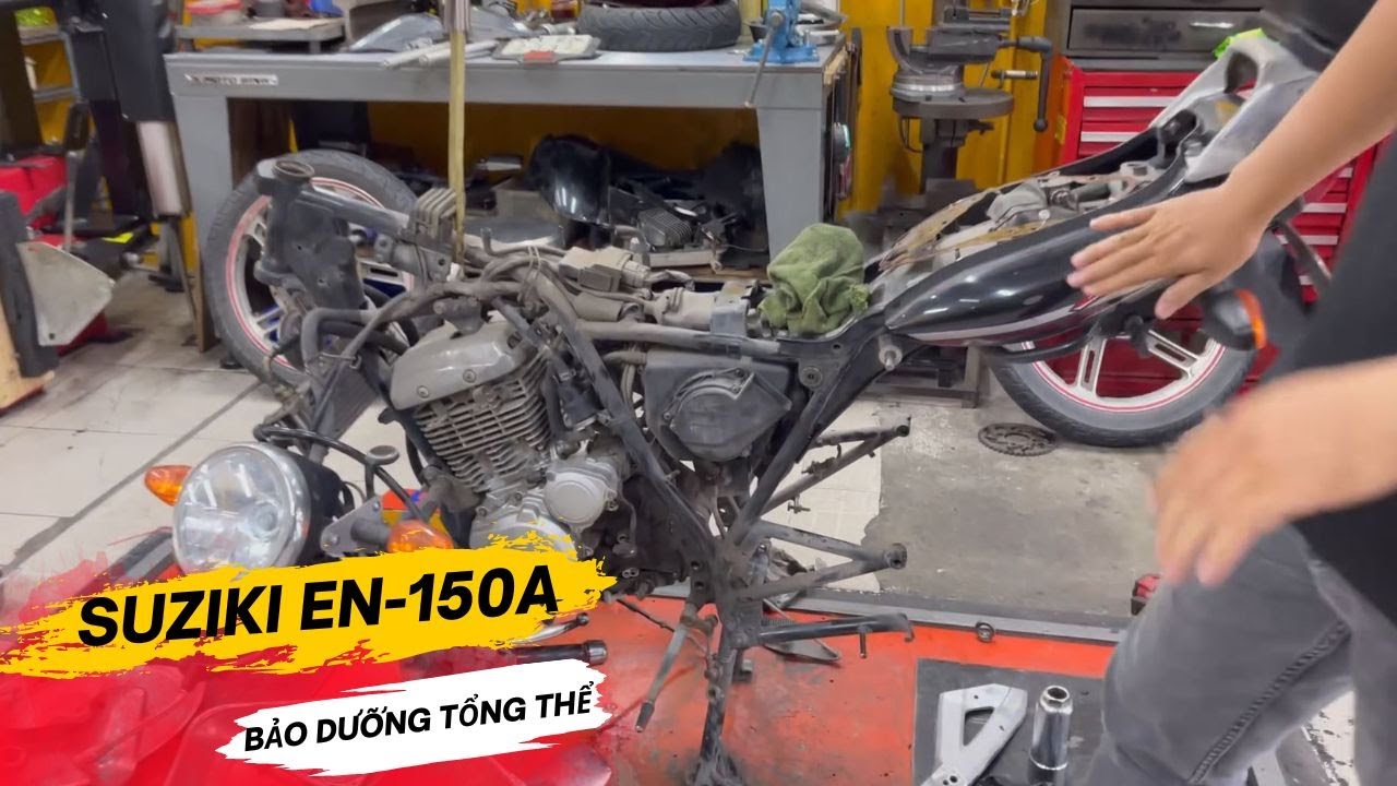 SUZUKI EN 150A bảo dưỡng tổng thể tại Moto Bình - YouTube