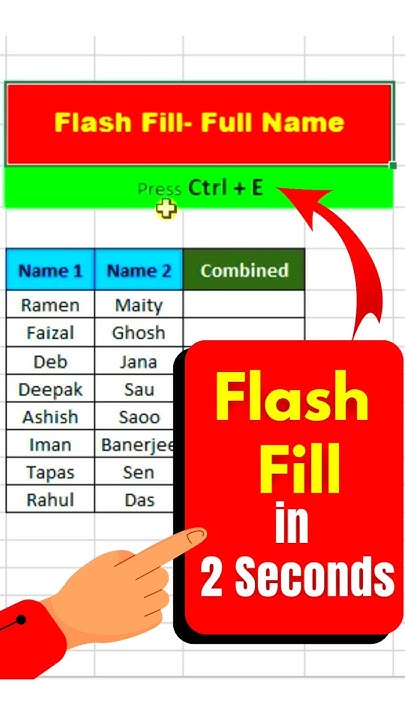 Flash Fill - Excel Tips and Tutorial in 2 Seconds |CTRL + E #flashfill #excelformula - YouTube