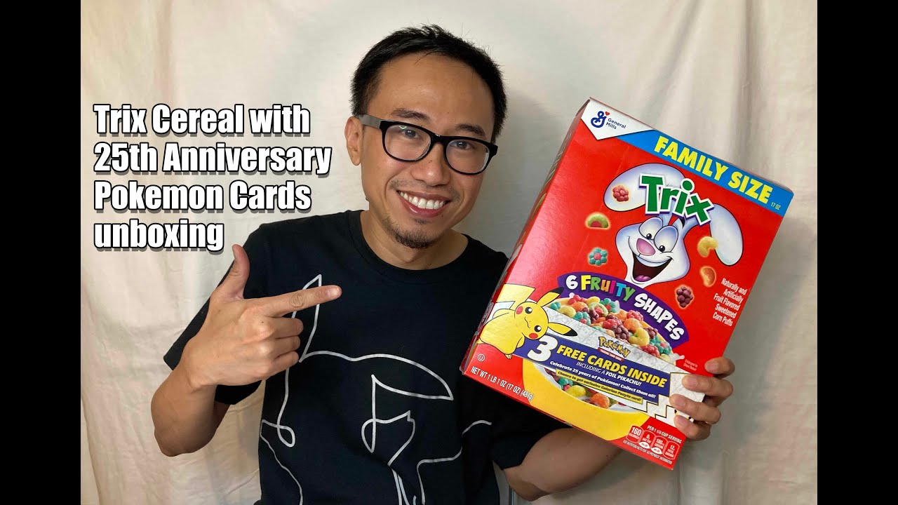 Trix Cereal with 25th Anniversary Pokemon Cards Unboxing and Review ...