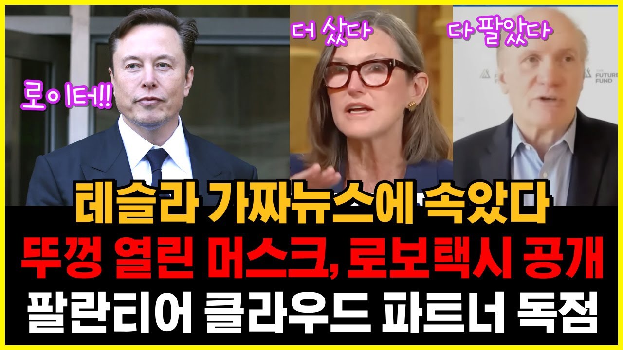 테슬라 가짜뉴스에 뚜껑 열린 머스크 다 팔았다 개리블랙 더 샀다 캐시우드 로보택시 드디어 공개 팔란티어 클라우드