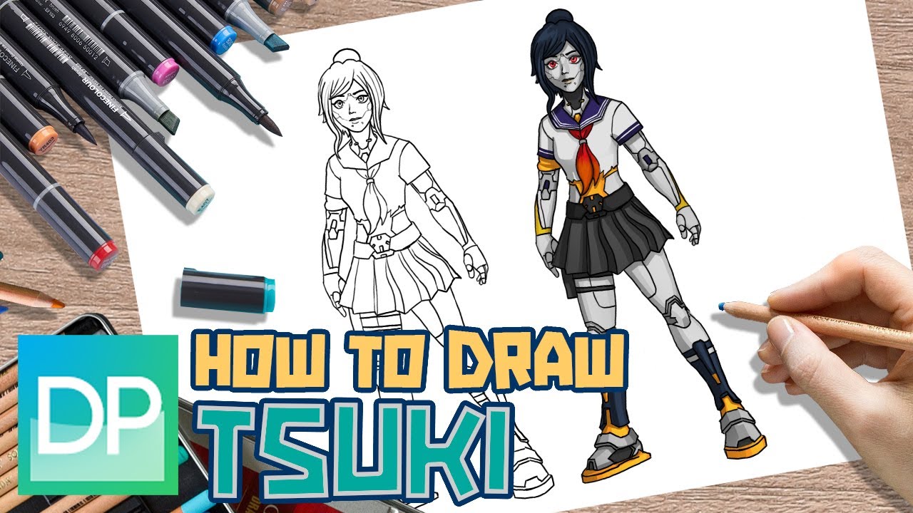 [DRAWPEDIA] HOW TO DRAW TSUKI from FORTNITE - STEP BY STEP DRAWING ...