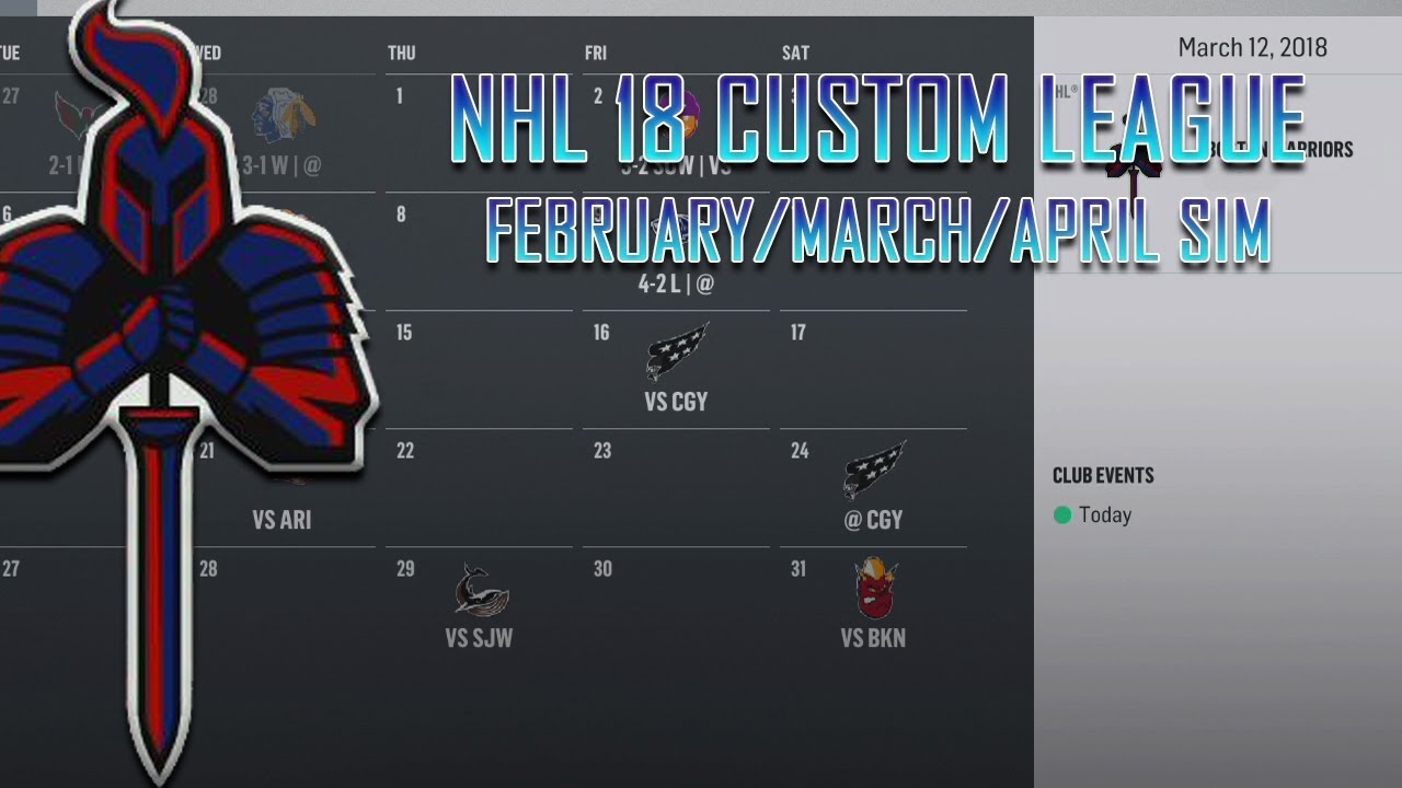 NHL 18 - Custom League - February/March/April Simulation - YouTube