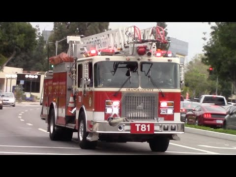 OCFA Truck 81 (Reserve) & Falck 9181 Responding - YouTube
