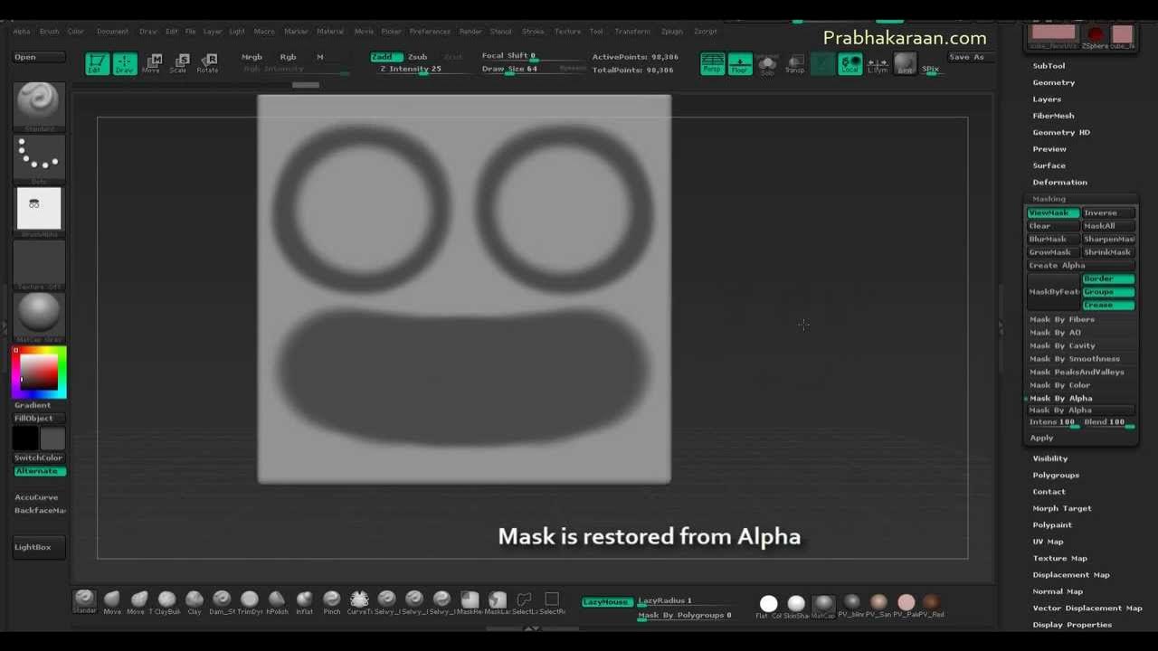 Zbrush Saving Masks by Alphas - YouTube