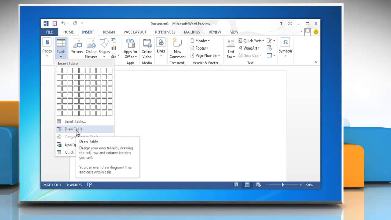 How To Create A Table In Ms Word 2013 - Youtube