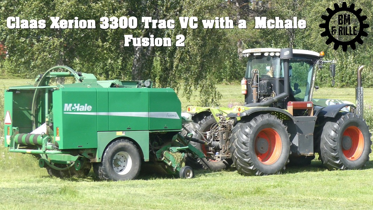 Claas Xerion 3300 Trac VC with Mchale Fusion 2 – Combi baler-wrapper ...