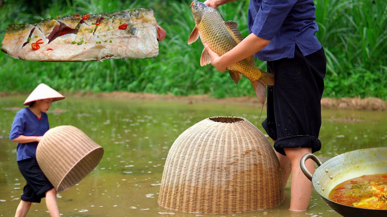 catch fish. cooking soup and grilling to make dishes - YouTube