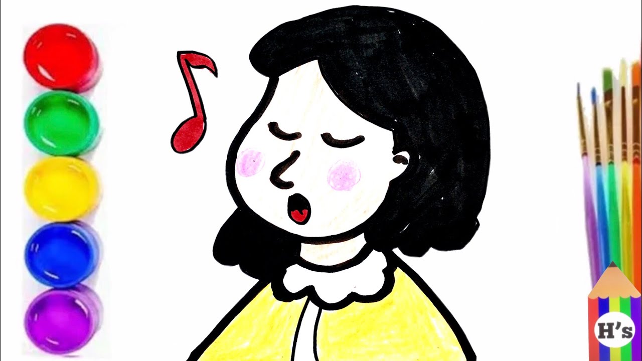 Drawing a Cute Pretty Singing Lady for K Zu liz - YouTube