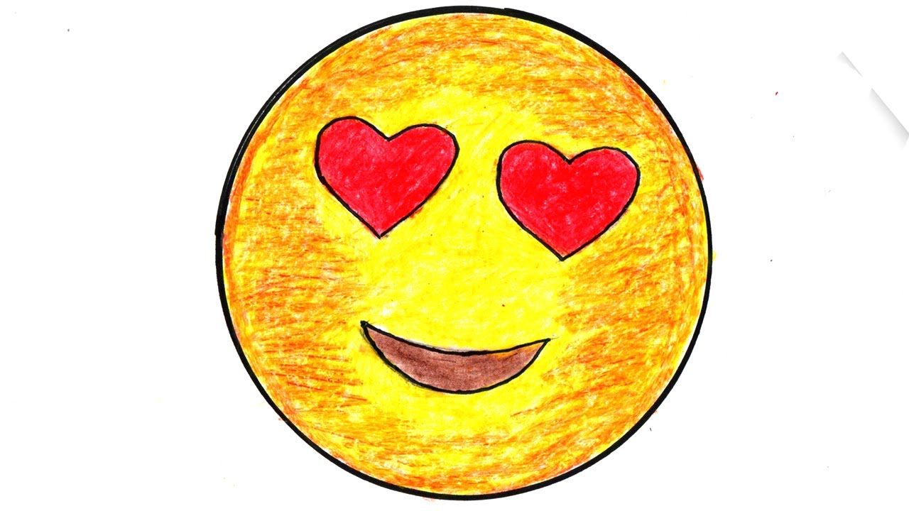 How To Draw The Heart Face Emoji 🥰 | Draw A Emoji For Kids | Love ...