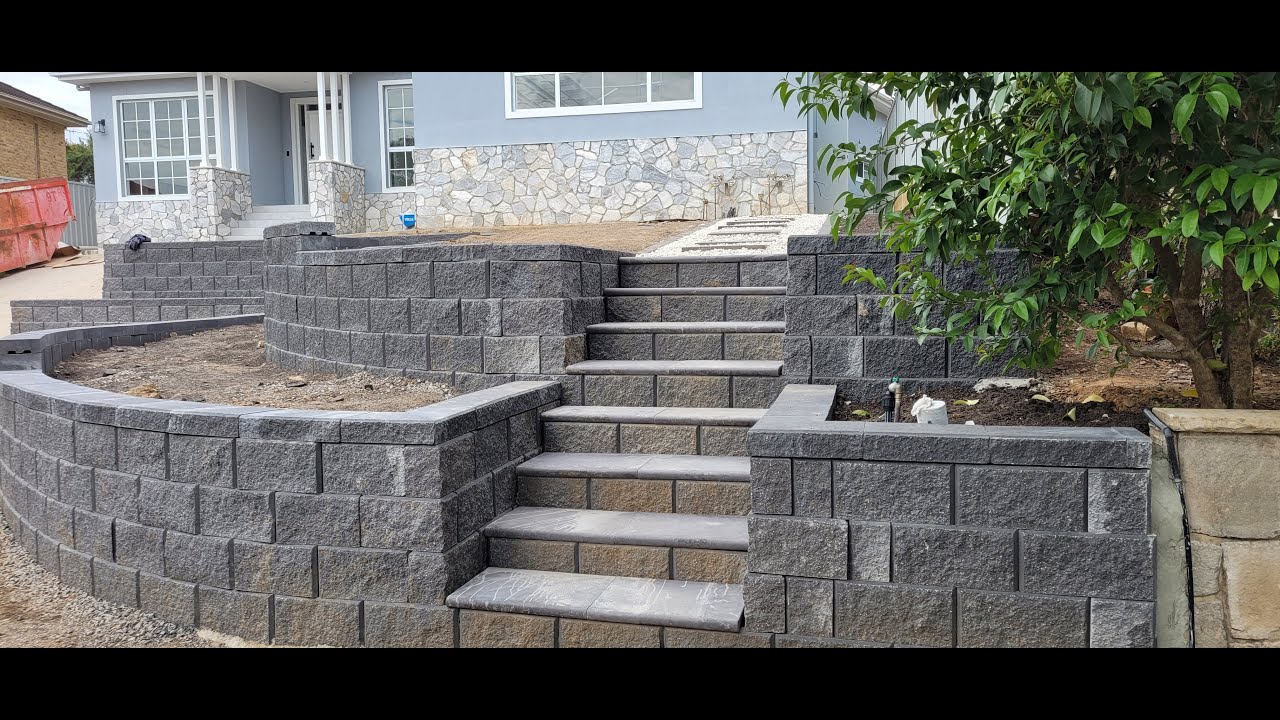 Curve Retaining wall - Sydney Stone Concrete Blocks #retainingwall # ...