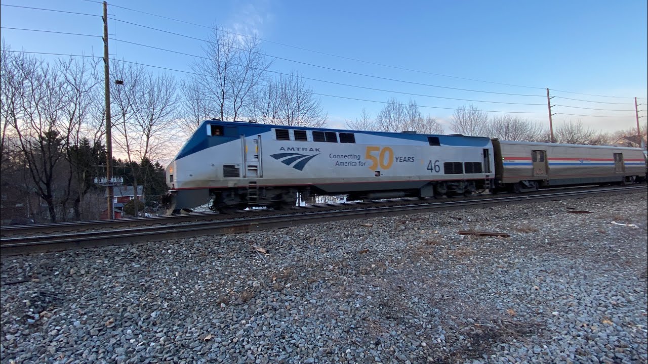 Amtrak 46 50th anniversary unit leading 43 leaving Altoona towards ...
