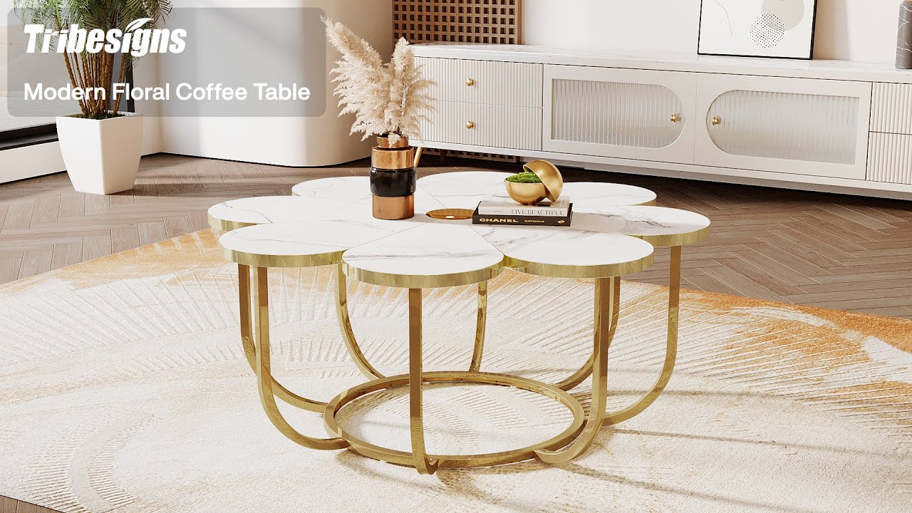 Tribesigns Floral Coffee Table: Modern Luxury 🌸 - F2012XX - YouTube