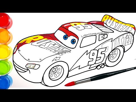 LIGHTNING McQUEEN with Wrap in Rust-eze Racing Center. CARS 3 Drawing and Coloring Pages Tim Tim TV
