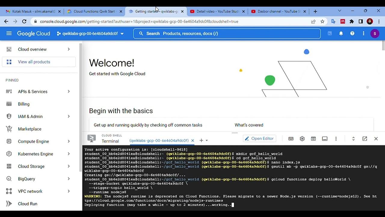 Cloud Functions Qwik Start Command Line Youtube