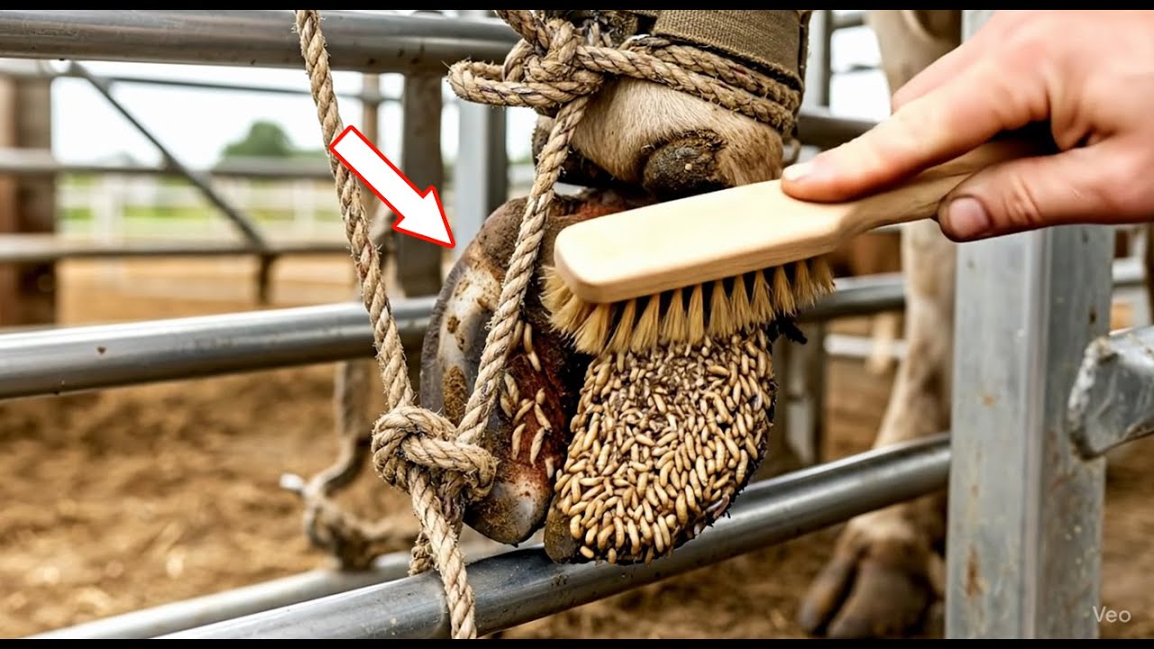 Cow Hoof Care Saving the Cow Steel Nail and Larvae Cleaned from Rotten ...