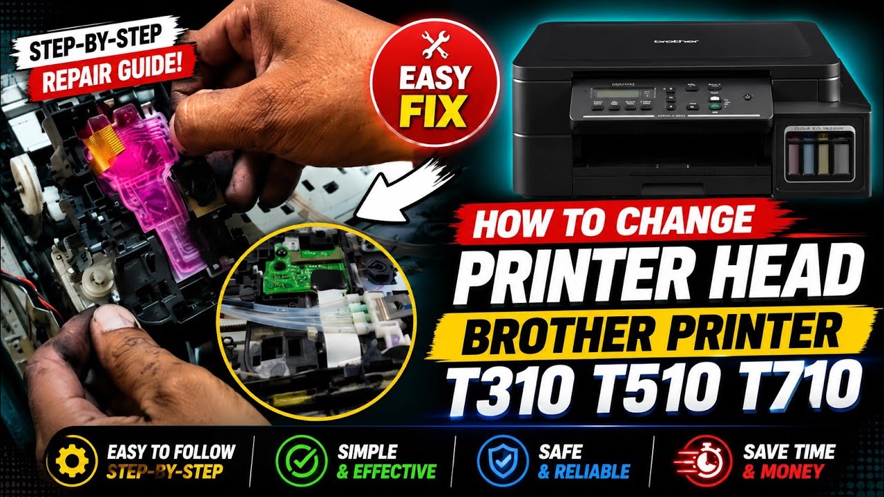 How to Change Brother Printer Head | DCP-T310 T510 T710 Repair Guide ...