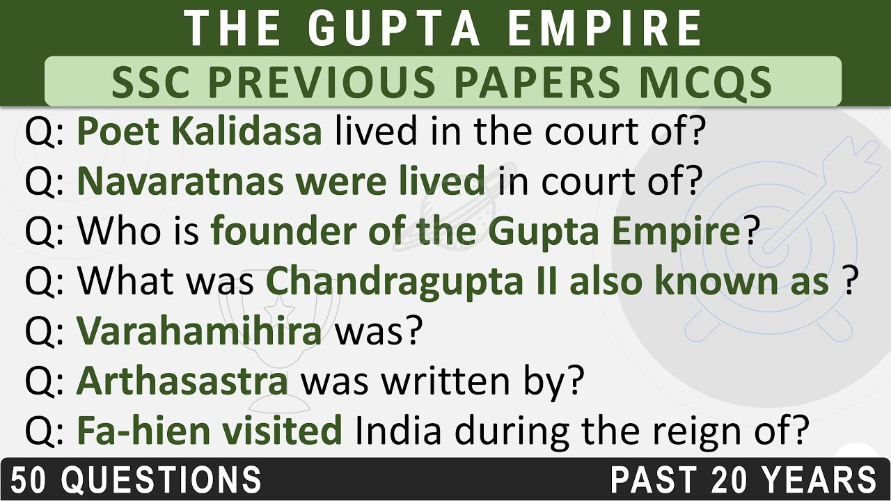 The Gupta Empire - 50 Mcqs | SSC Previous year Question | Ancient India ...