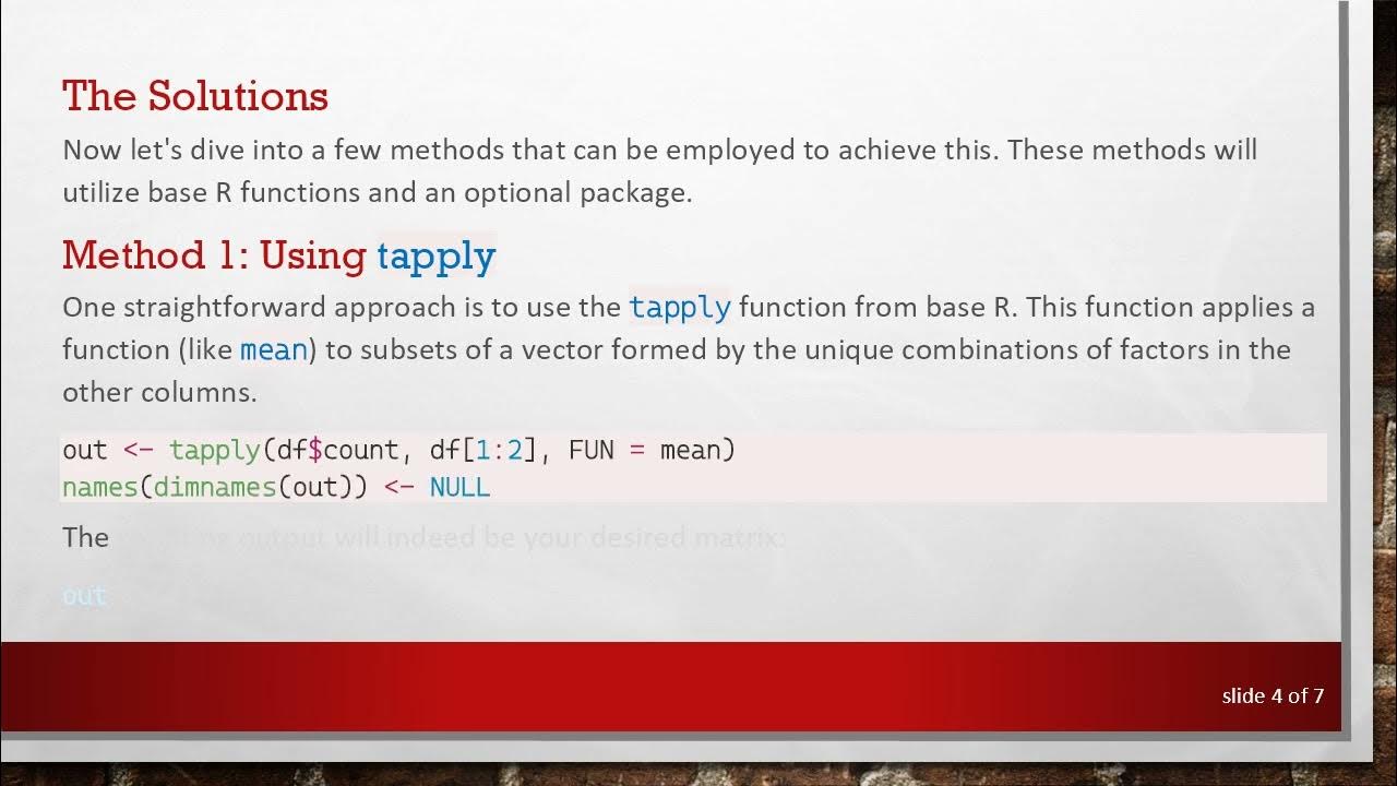 How to Convert DataFrame with 3 Columns into a Matrix in R - YouTube
