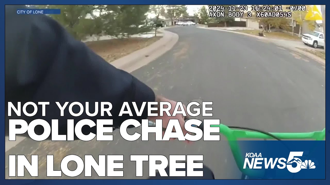 Lone Tree officer borrows bike for police chase - YouTube