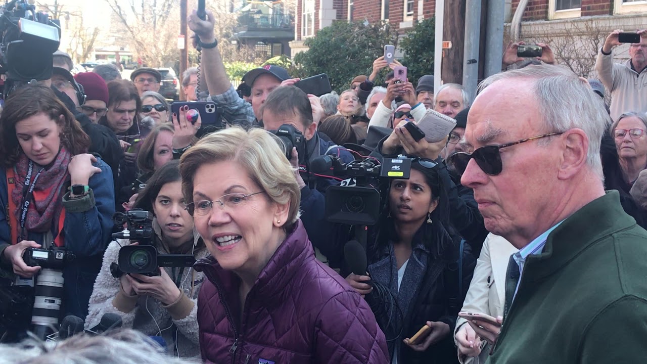 News Conference of Elizabeth Warren talking about why she decided to ...