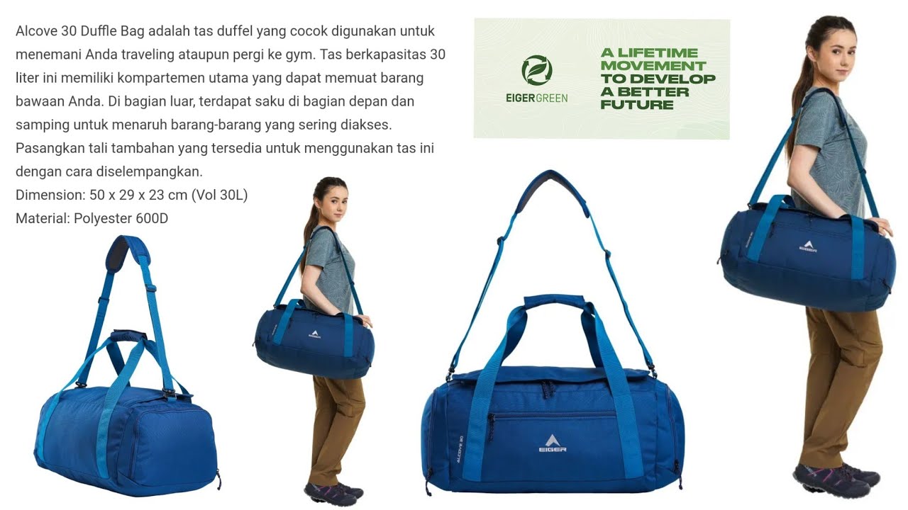 🟢 NEW EIGER ALCOVE 30L DUFFLE BAG || 910008740 || TRAVEL BAG EIGER GREEN TERBARU JULI 2023 - YouTube