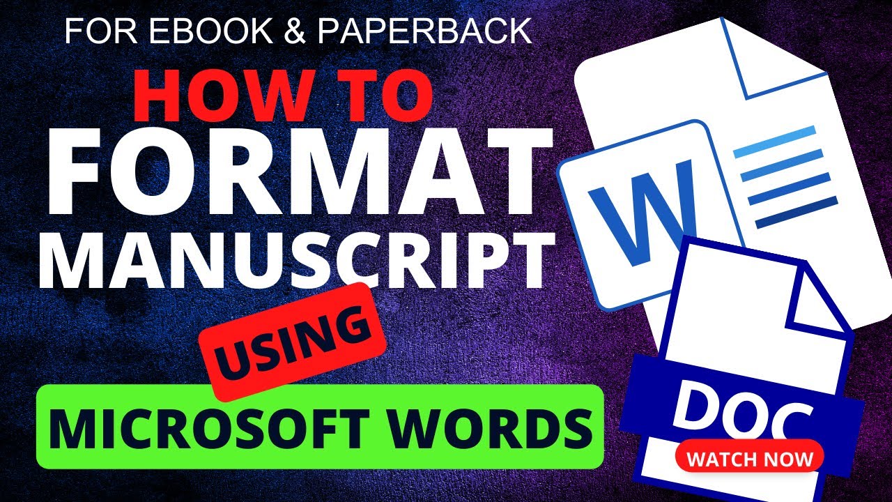 A Step by Step Guide on How to Format your Manuscript Using Ms Word | Video 1 - YouTube