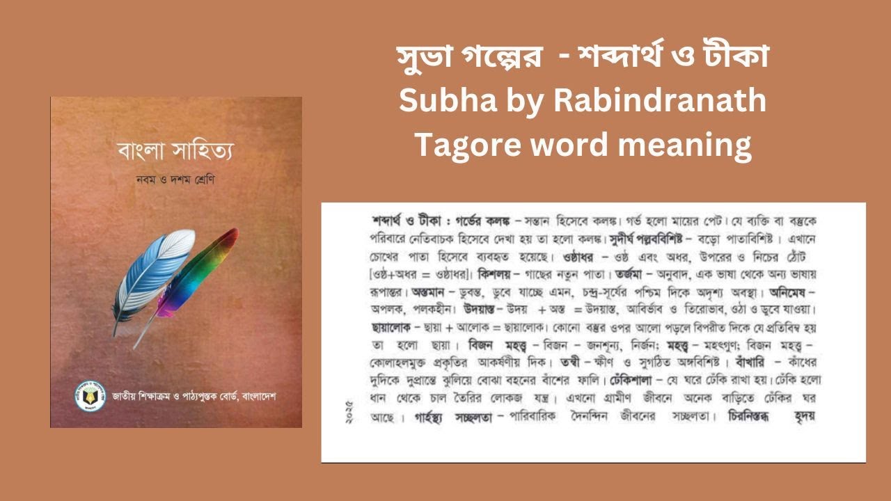 সুভা গল্পের শব্দার্থ ও টীকা Subha by Rabindranath Tagore word meaning ...