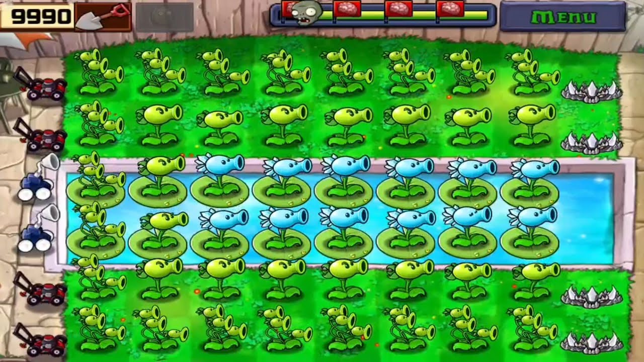 Plants vas Zombies | Three Pea + Repeater + Snow Pea vs Zombies Full ...