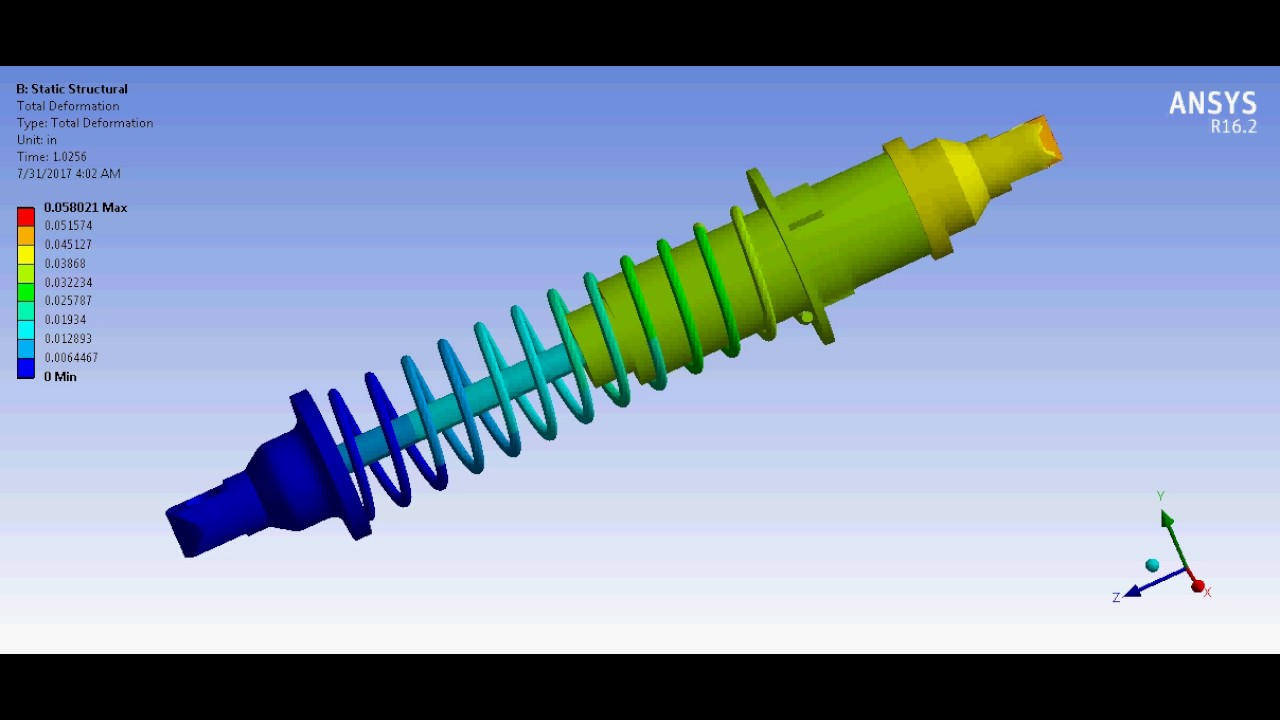 Shock Absorber Structural Deformation Simulation-Ansys - YouTube