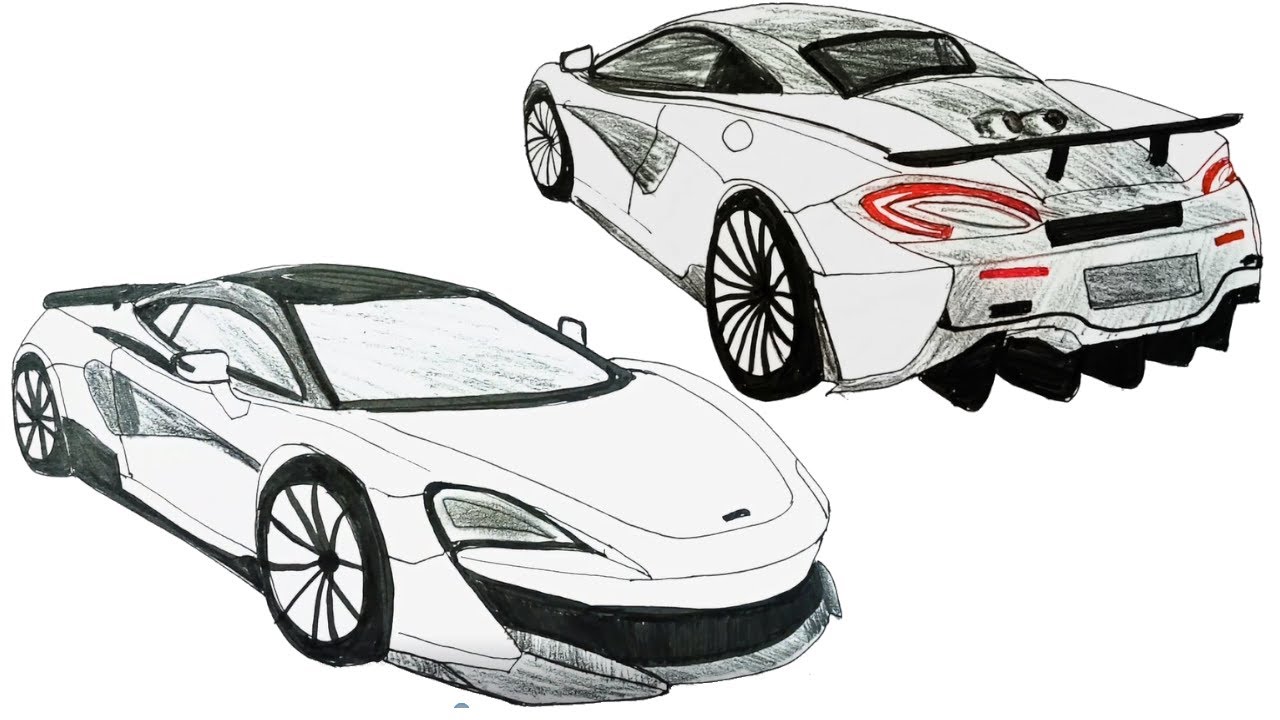 Drawing McLaren 600LT Back and Front - YouTube