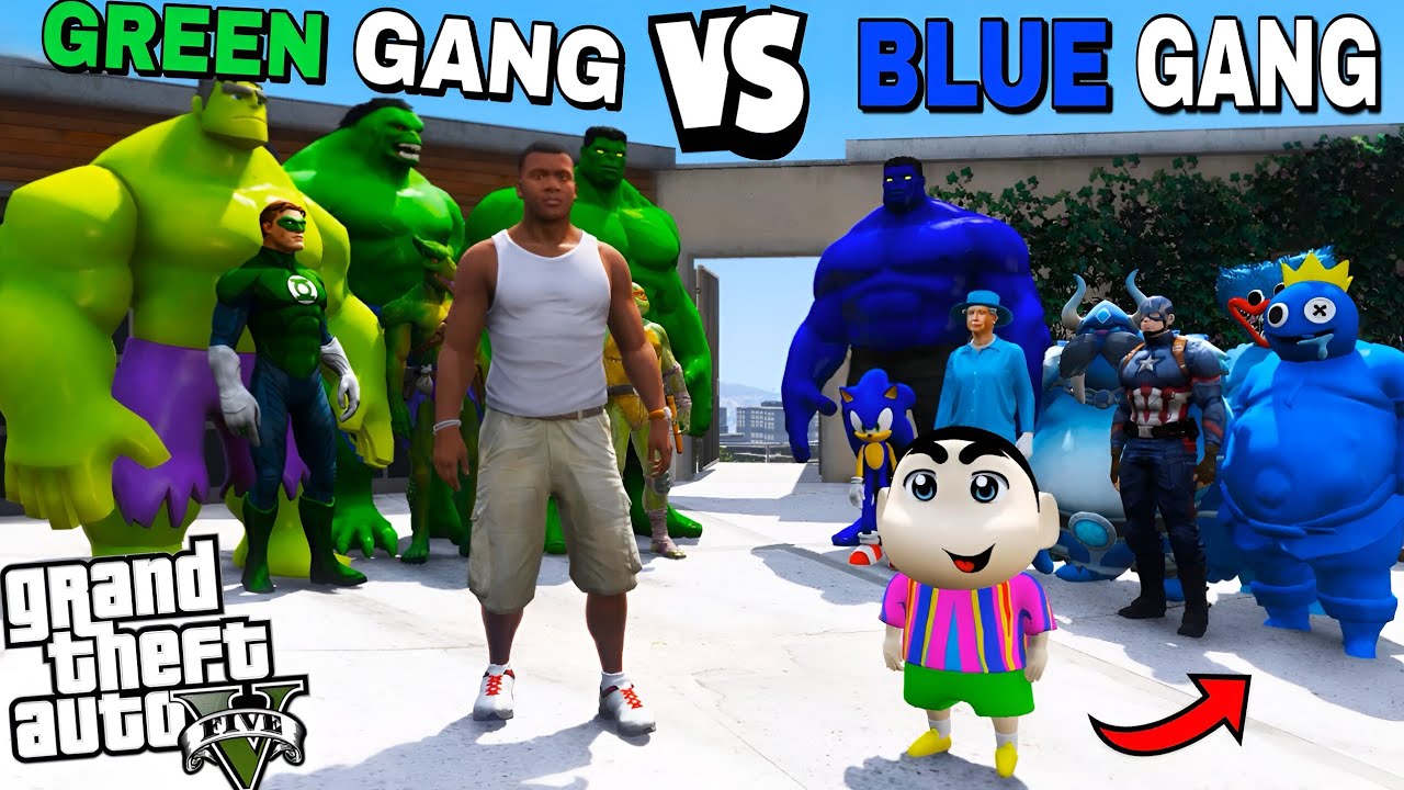 Franklin Green Gang Vs Shinchan Blue Gang Epic Battle In GTA 5! - YouTube