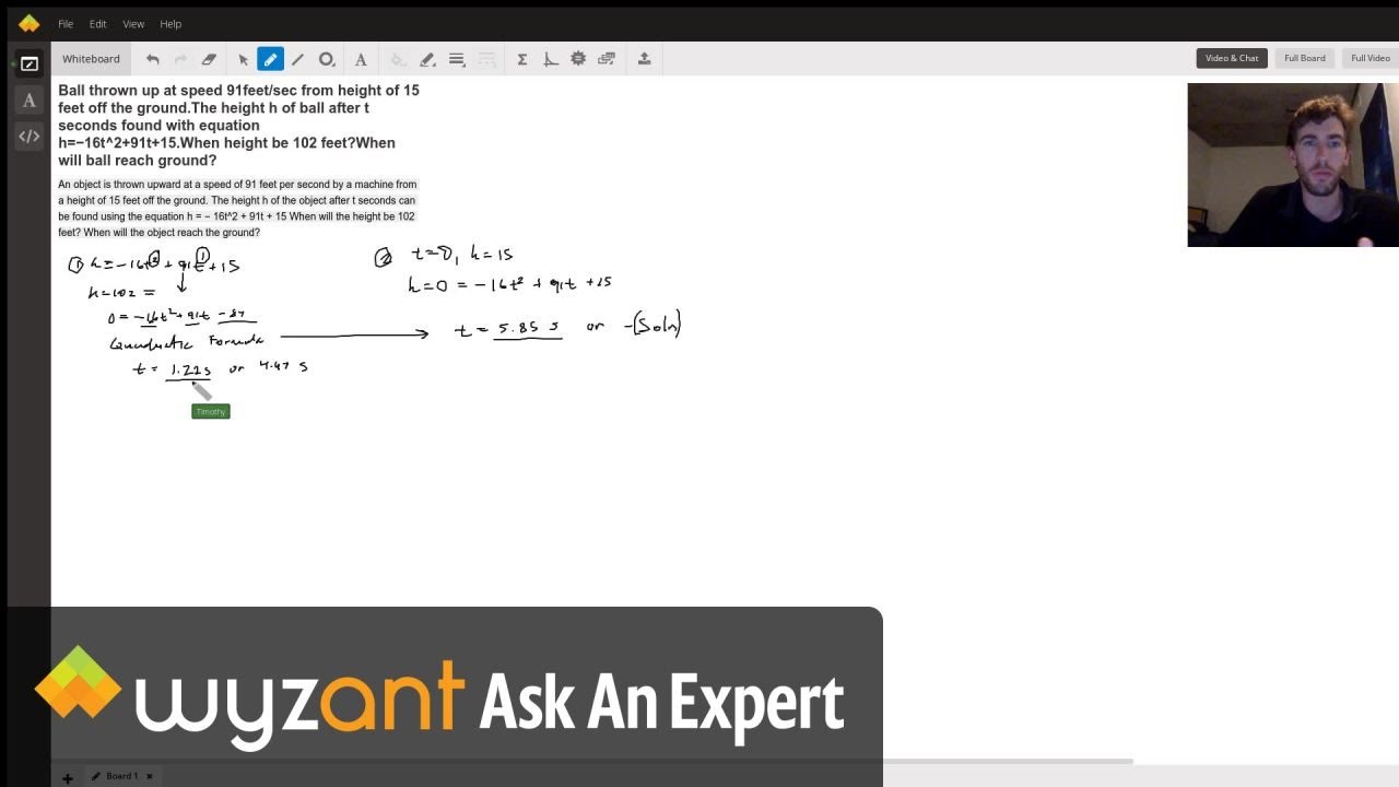 Projectile motion - height of ball thrown 15 ft off the ground - YouTube