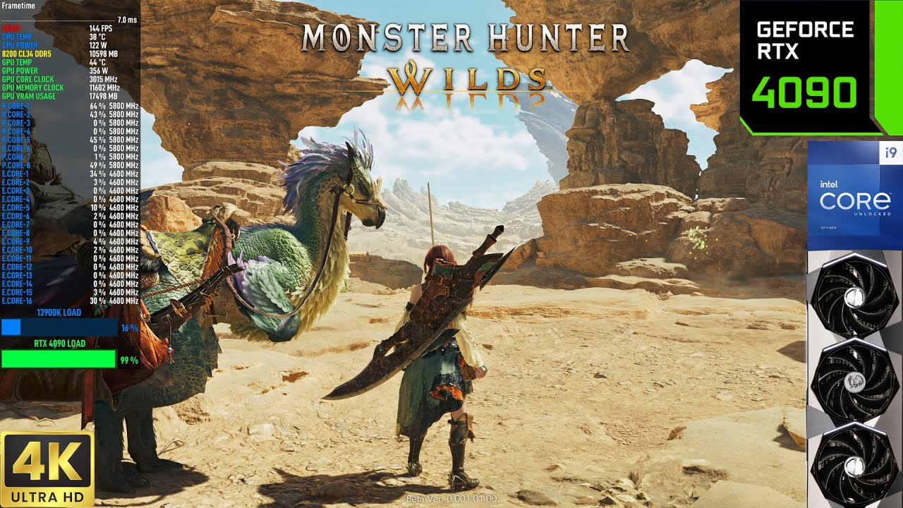 Monster Hunter Wilds Beta - 4K DLSS 3 Maximum Settings | RTX 4090 | 13900K - YouTube