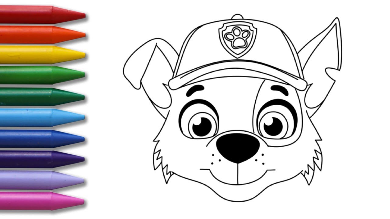 How to draw Paw Patrol Rocky for kids -EasyDrawColor - Drawing colouing ...