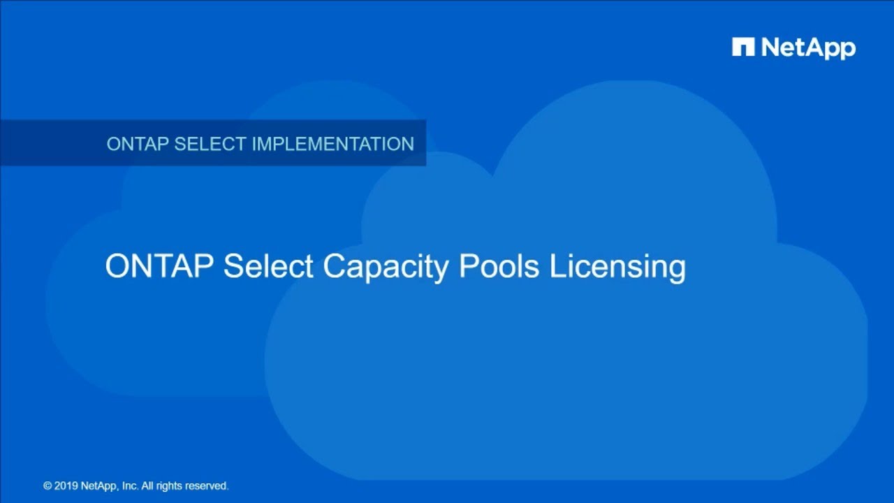 NetApp ONTAP Select Capacity Pools Licensing - YouTube