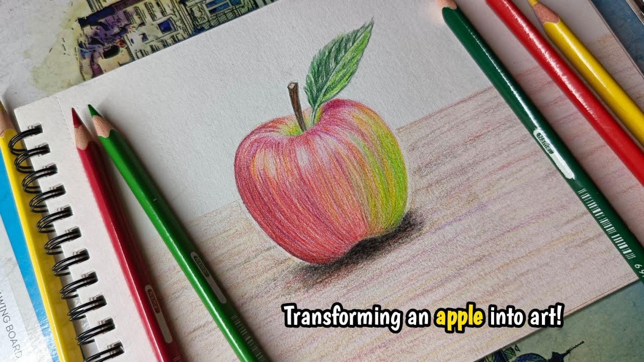 Step-by-Step Apple Drawing with Colored Pencils | Beginners Friendly ...