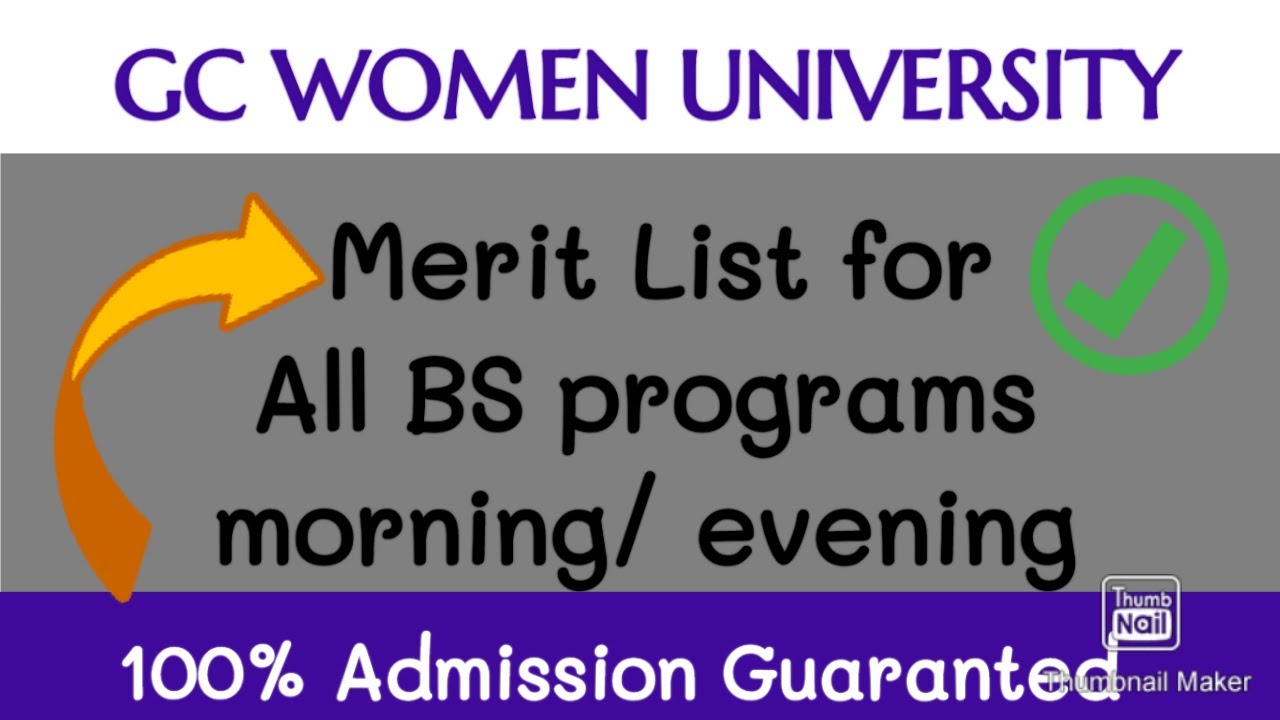 Merit List for all BS programs of morning and evening sessions at GCWUS ...