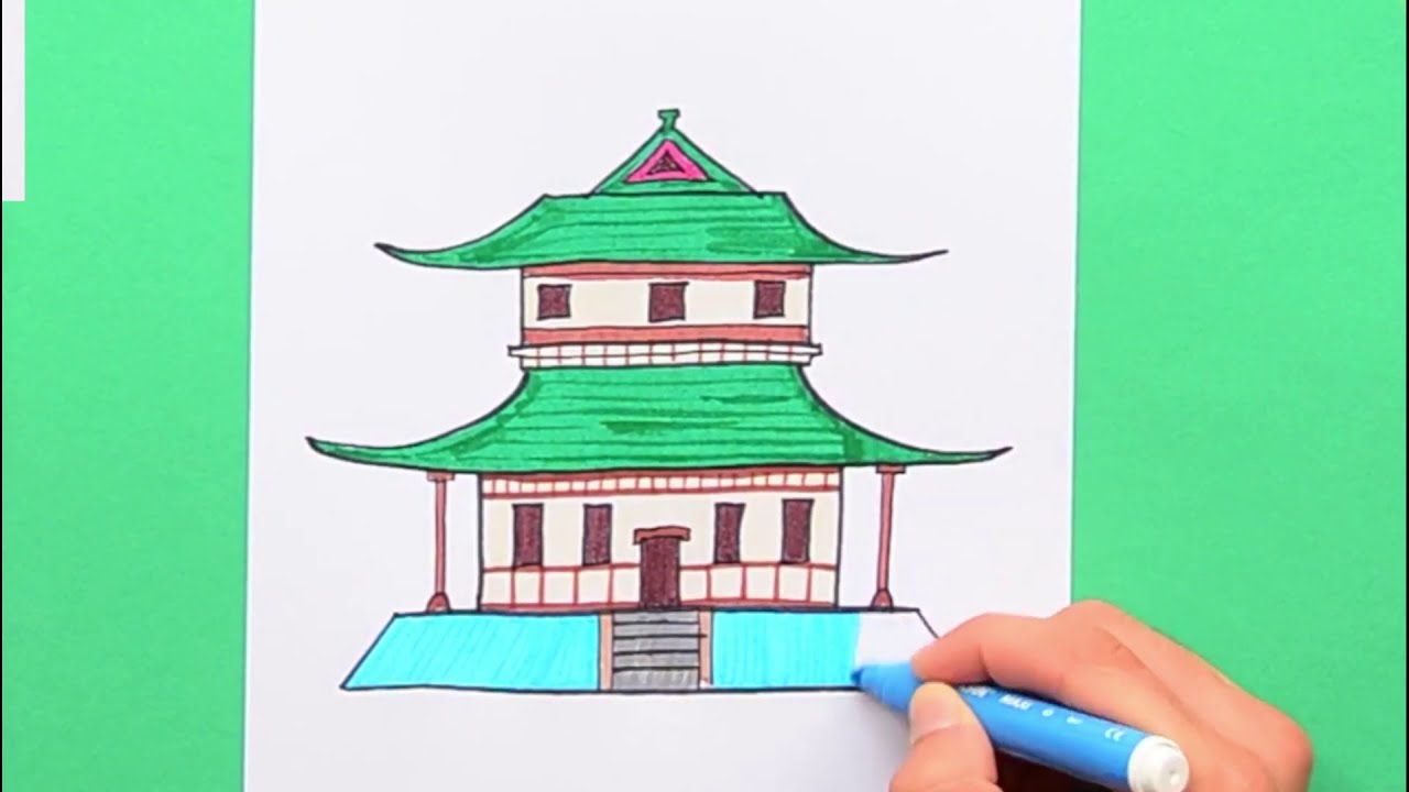 Simple Pagoda Line Drawing