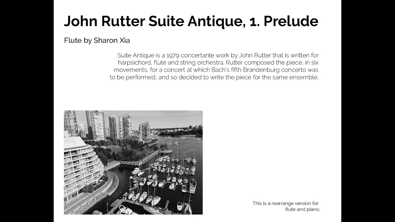 John Rutter Suite Antique, 1 Prelude Sharon Xia - YouTube