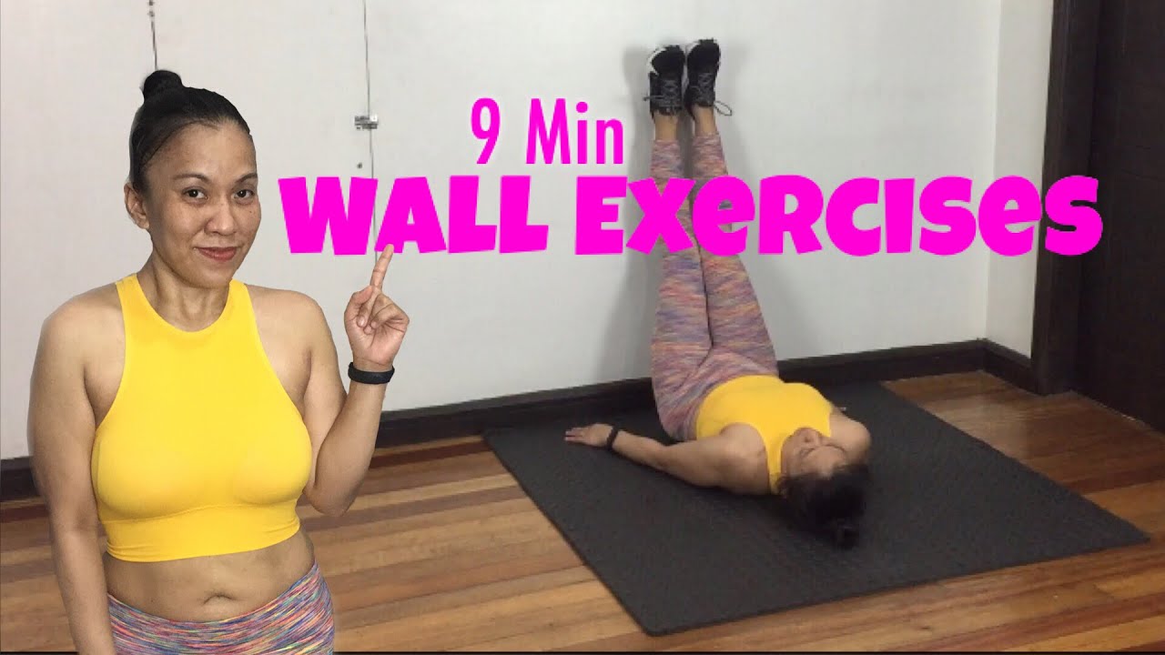 9 Min WALL EXERCISES | Workouts on you can do on the Wall at Home - YouTube
