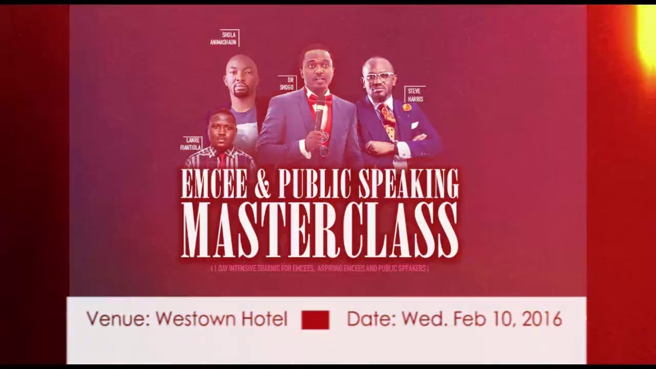EMCEE AND PUBLIC SPEAKING MASTER CLASS TRAILER - YouTube