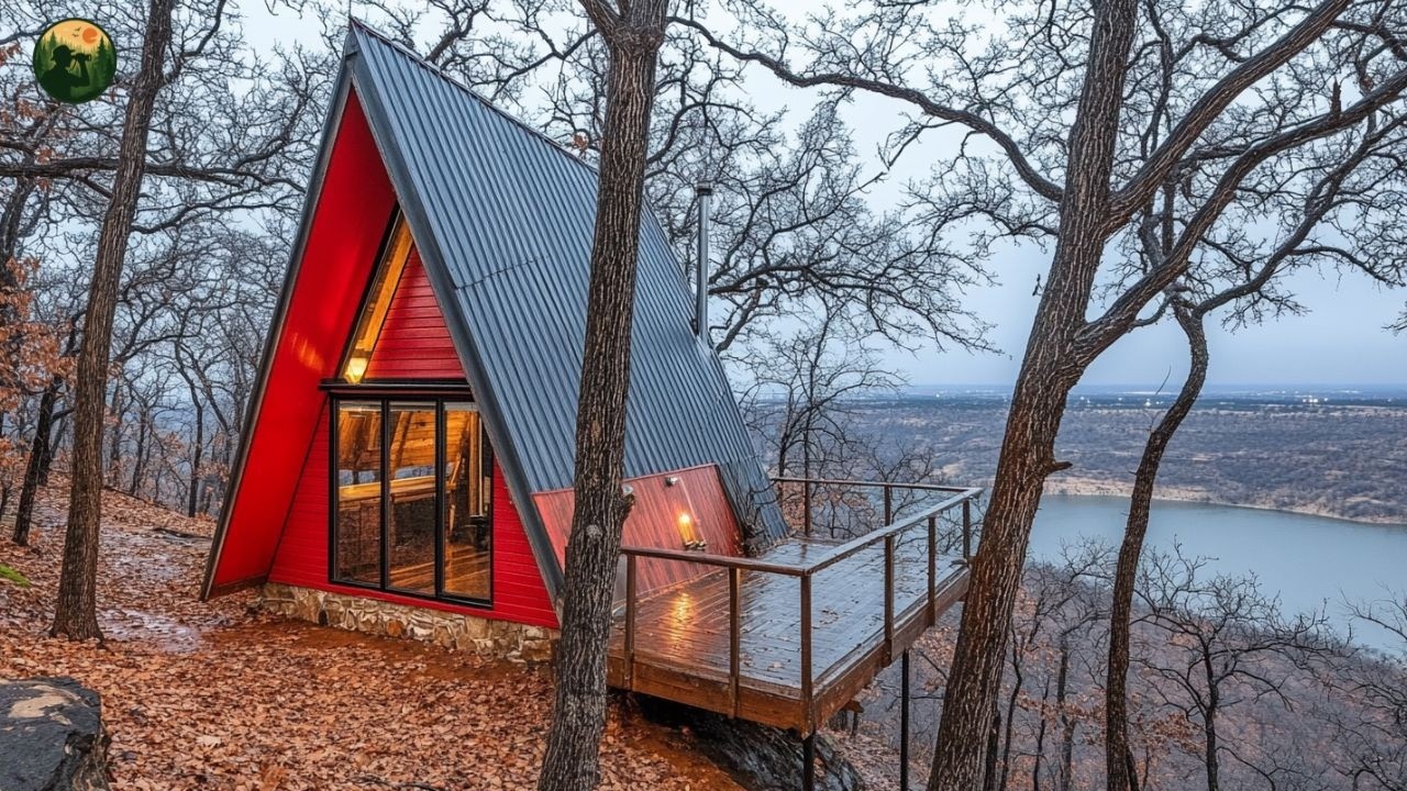 Building A Wooden Triangle House On The Mountain | A Cozy Hideaway In ...