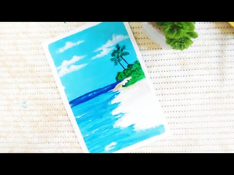 Sea view drawing||for beginners||acrylic paint - YouTube
