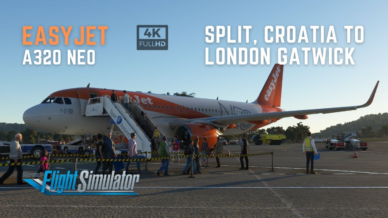MSFS | 4k | easyJet A320NEO | RTX 4070 TI | Split to London Gatwick ...